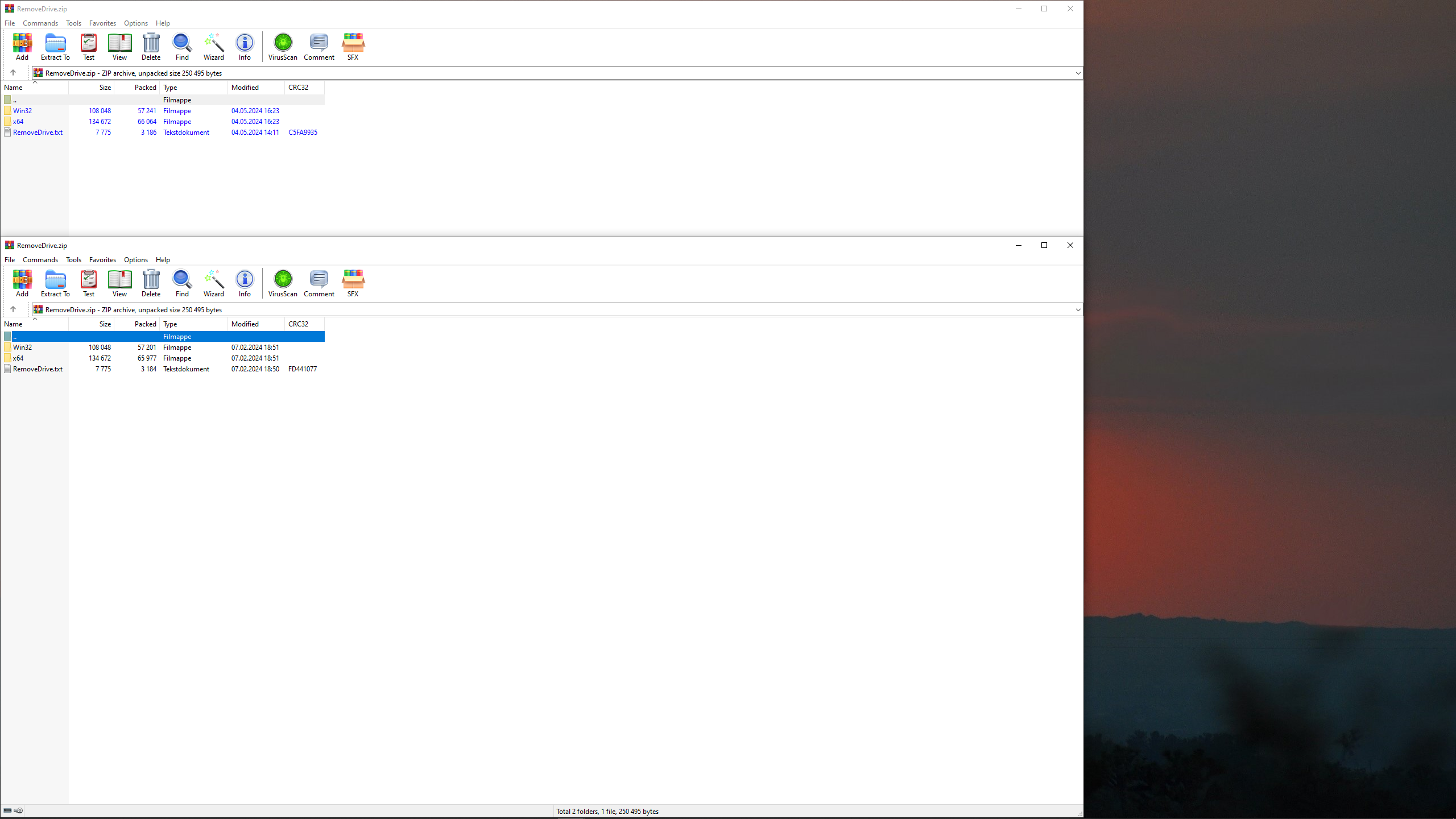 Why is the text usually black, but blue in one specific ZIP file within WinRAR? - All Other ...