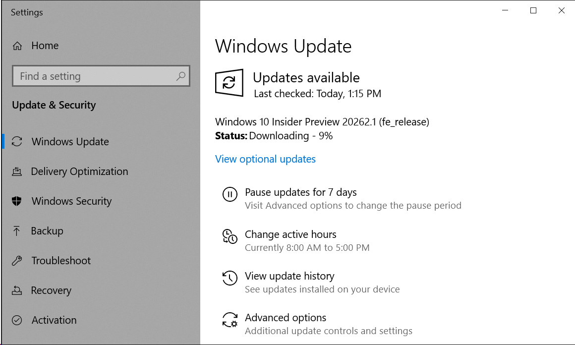 Windows 10 Preview build 20262 released to Insiders