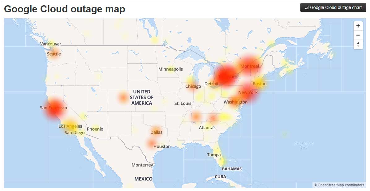 Google Outage in Eastern U.S. Affecting Gmail, YouTube, and More
