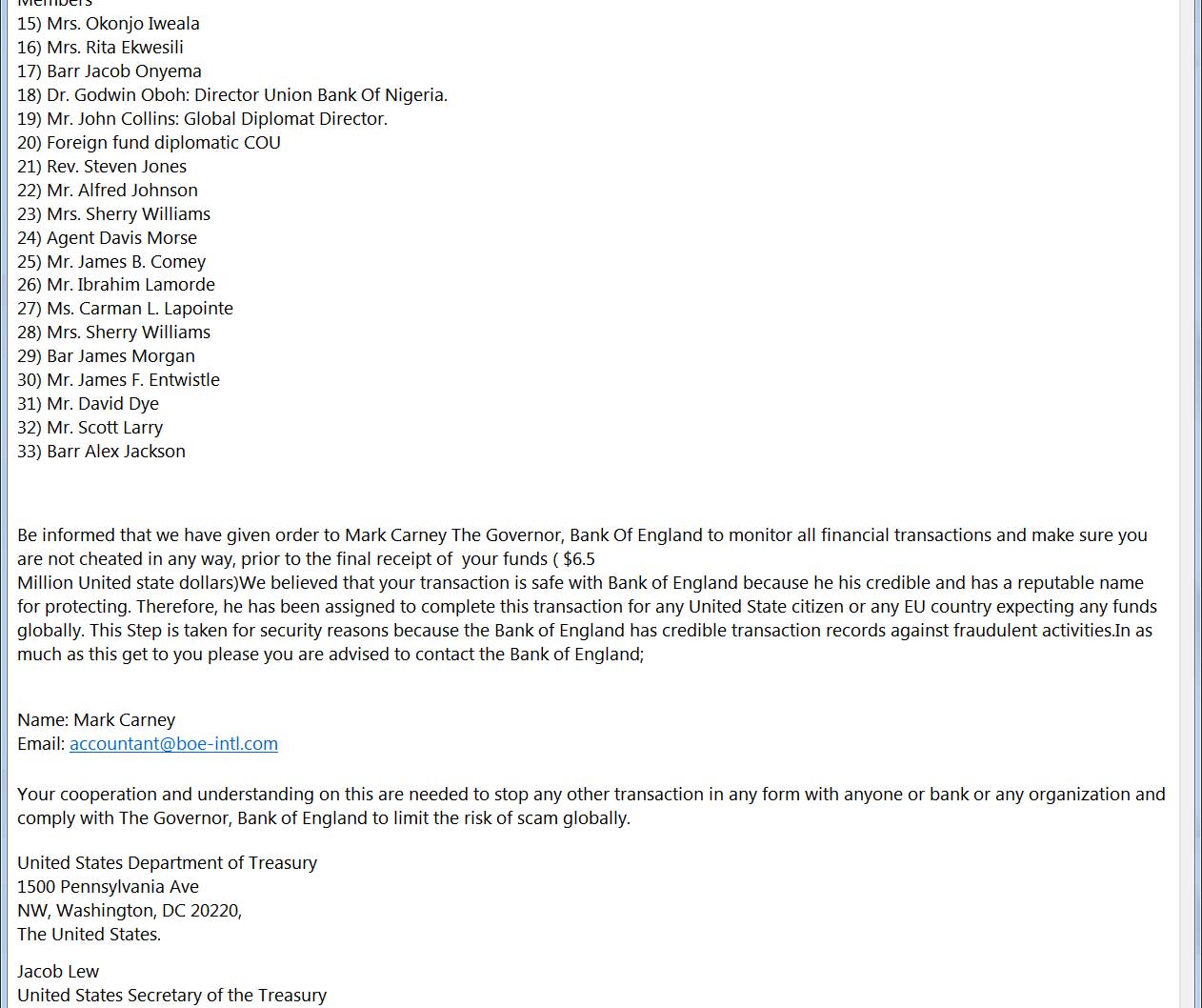 Phishing Email Ironically Provides a List of Scammers You Should Avoid