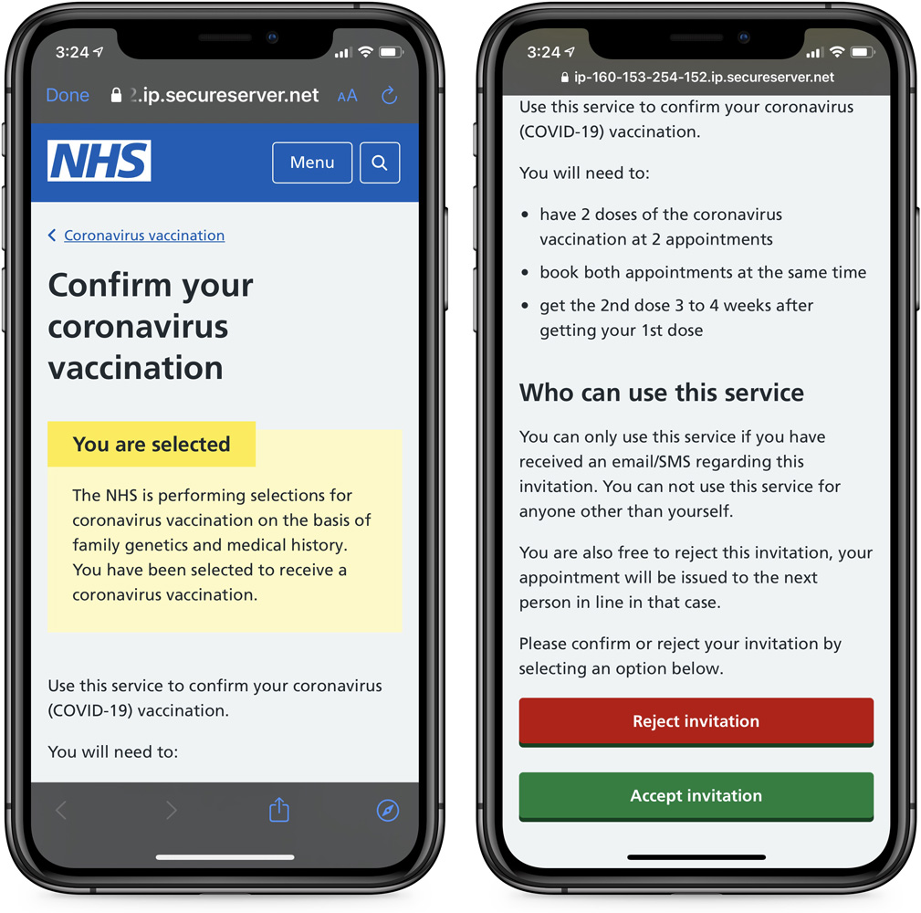 Beware of this active UK NHS COVID-19 vaccination phishing attack