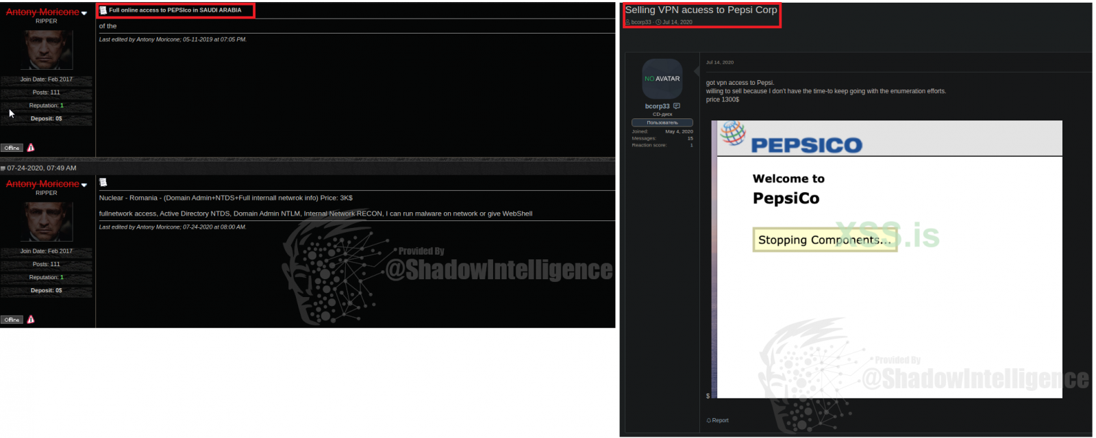 Network intruders selling access to high-value companies