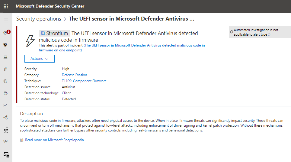 Microsoft Defender ATP now detects Windows 10 UEFI malware
