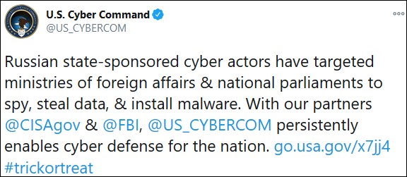 US shares info on Russian malware used to target parliaments, embassies