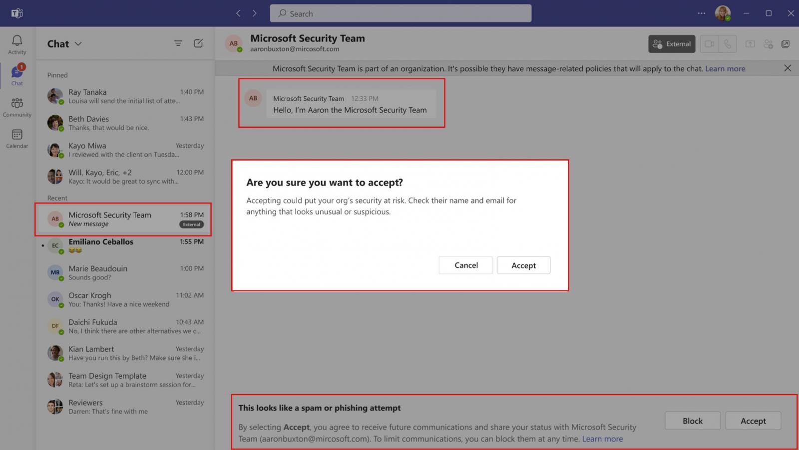 Microsoft Teams phishing attack alerts coming to everyone next month