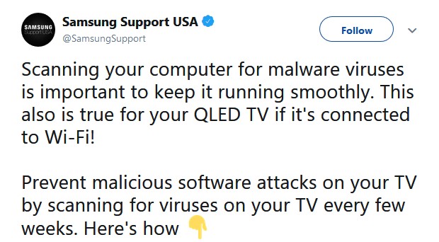 Samsung's Smart TV Malware Scan Reminder Met by User Criticism