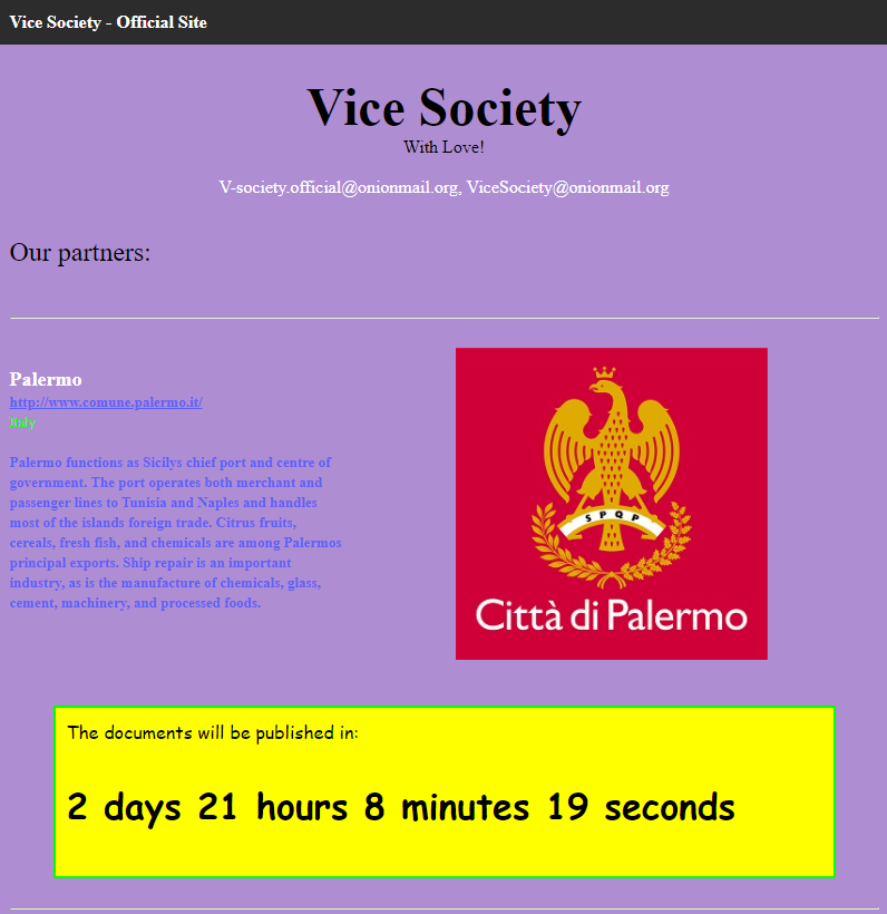Vice Society ransomware claims attack on Italian city of Palermo