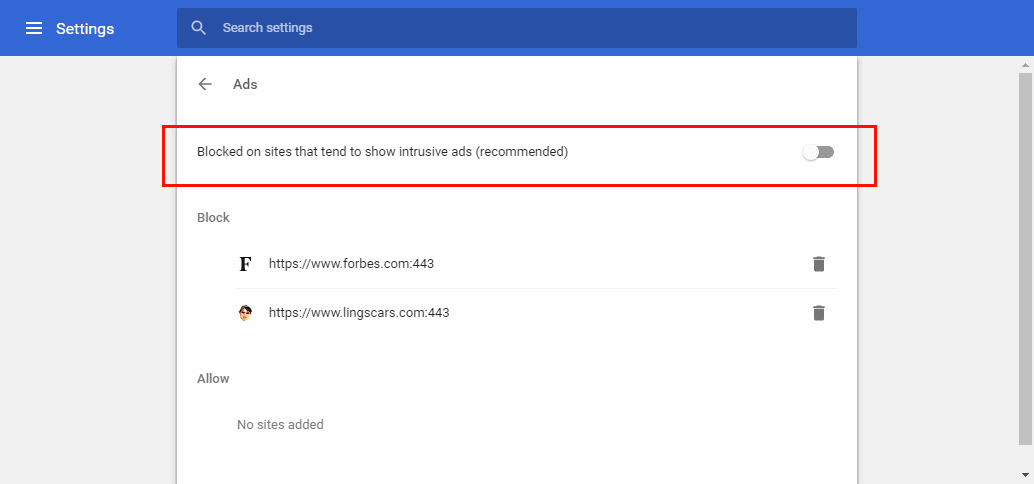 Chrome's New Ad Blocker Settings [Images]