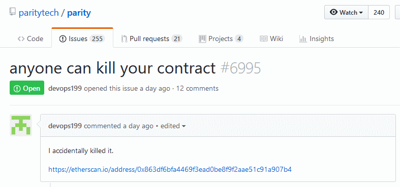 Unknown User Triggers Bug That Freezes $285Mil Inside Ethereum Wallets