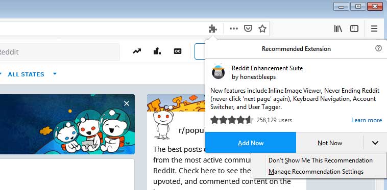 Mozilla Firefox Adding Setting to Disable Recommended Extensions ... Mozilla Firefox Adding Setting to Disable Recommended Extensions ...