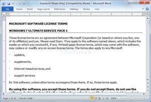 How to find the License Agreement for the Installed version of Windows