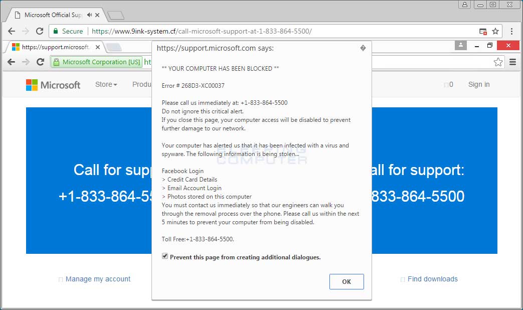 Remove the 268D3-XC00037 Tech Support Scam Alert