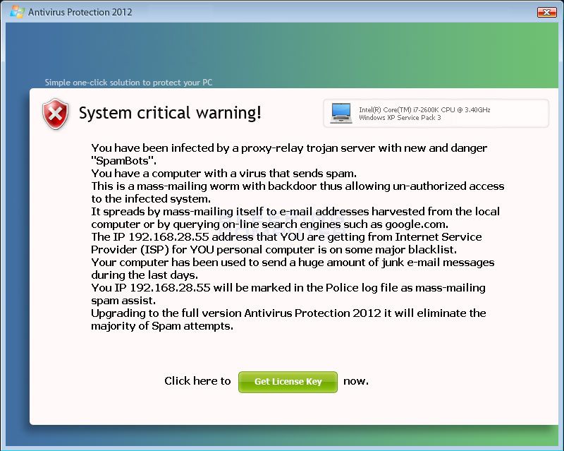 How to remove Antivirus Protection 2012