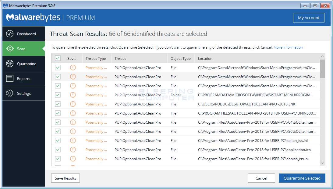Remove the AutoClean Pro 2018 PUP