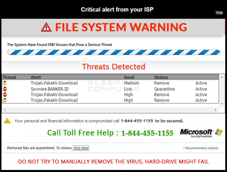 Remove the Critical Alert From Your ISP Tech Support Scam