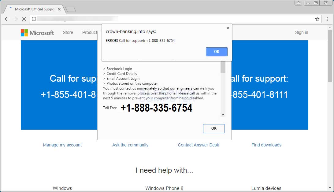 Remove the ERROR! Call for support Tech Support Scam