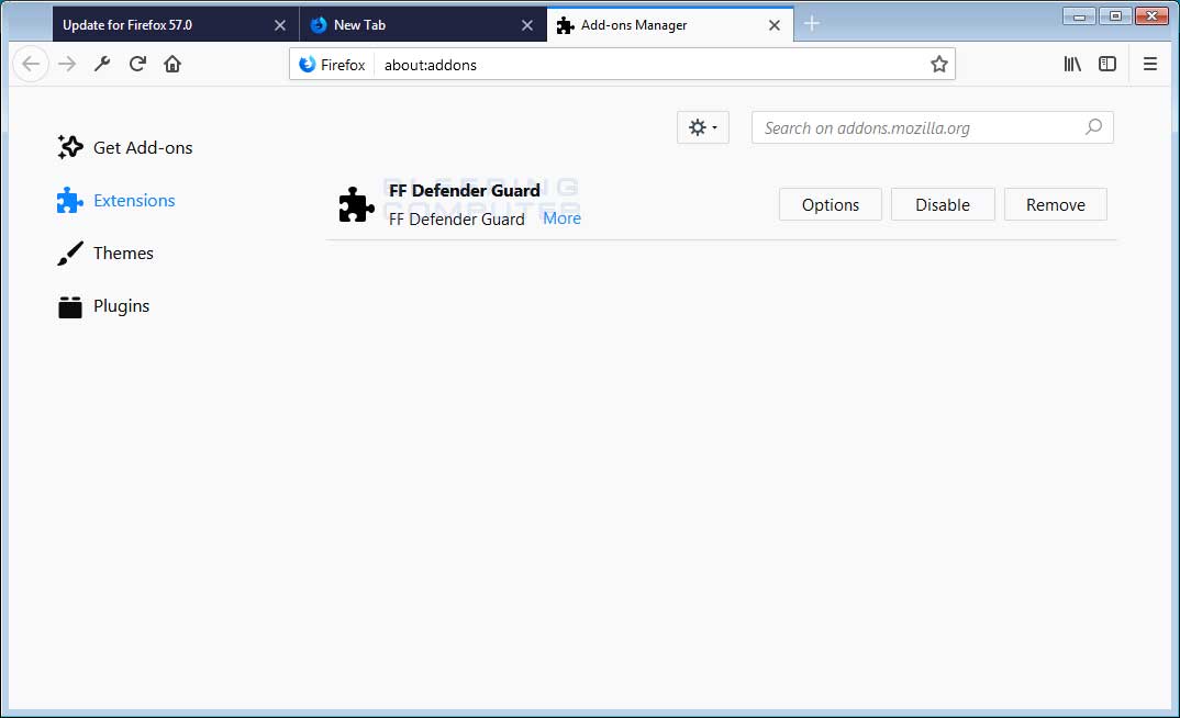 Remove the FF Defender Guard Adware Miner Firefox Extension Remove the FF Defender Guard Adware Miner Firefox Extension