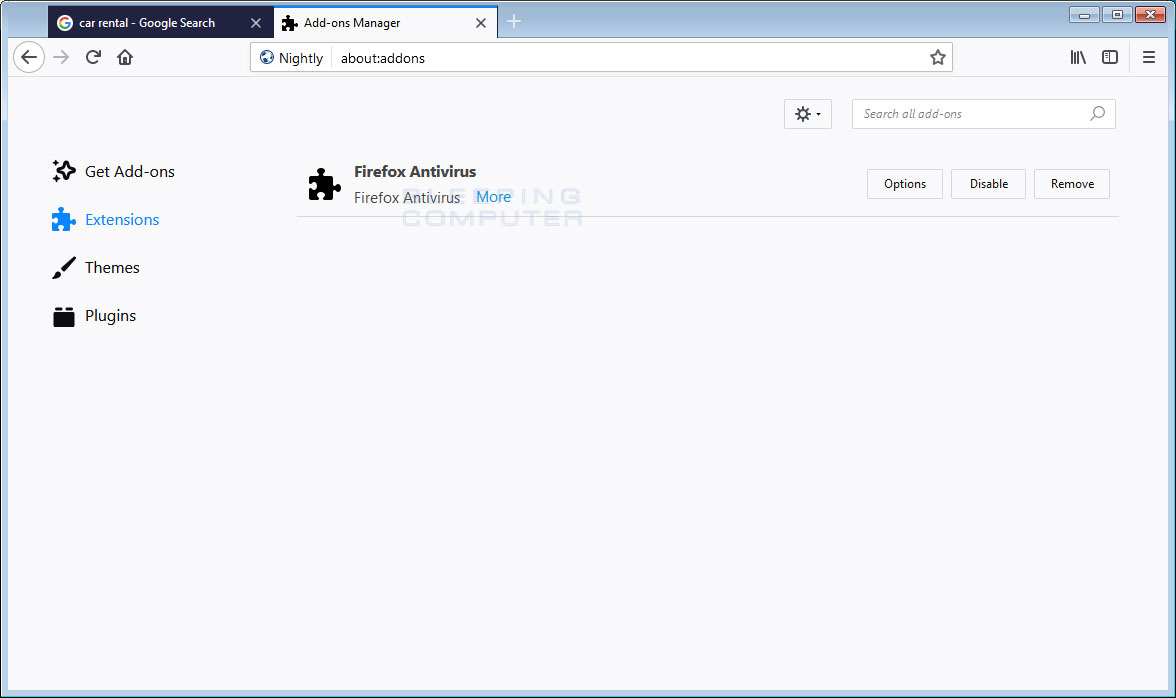 Remove The Firefox Antivirus Firefox Addon