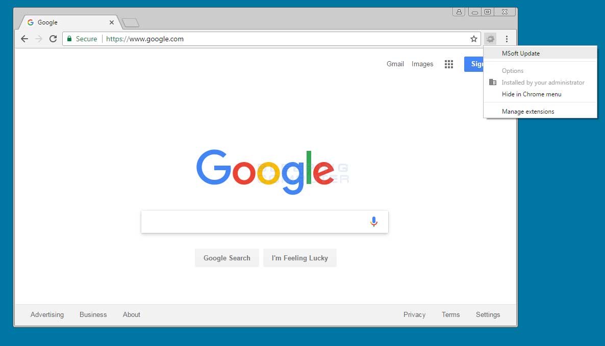 Remove the MSoft Update Chrome Extension