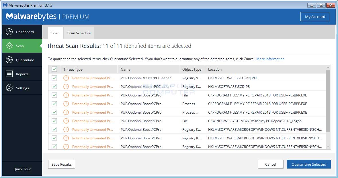 Remove the My PC Repair 2018 PUP