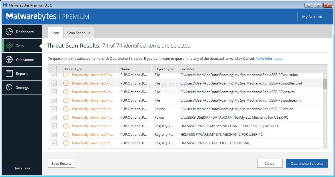 Remove the My Sys Mechanic PUP