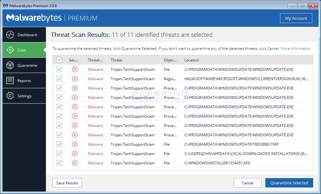 Remove the Network Security Breach Tech Support Scam