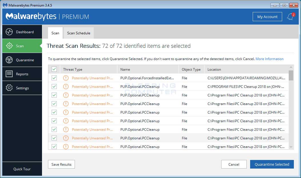 Remove the PC Cleanup 2018 PUP