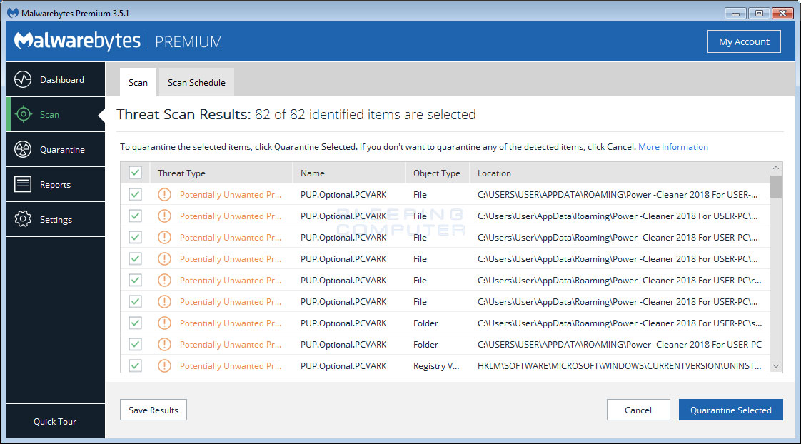 Remove the Power Cleaner 2018 PUP