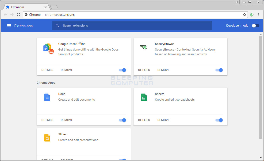 Remove the SecuryBrowse Chrome Extension