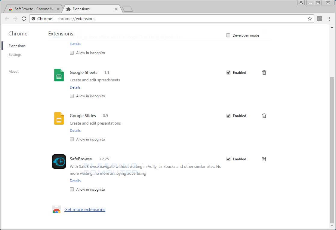 Remove the SafeBrowse Chrome Extension Monero Miner