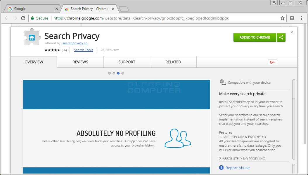 Remove the Search Privacy Chrome Extension