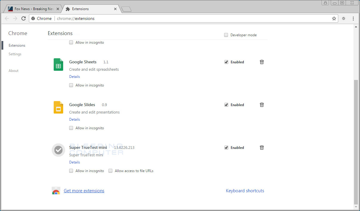 Remove the Super TrueTest mini Chrome Extension