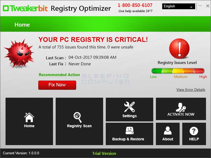 Remove the Tweakerbit Registry Optimizer PUP