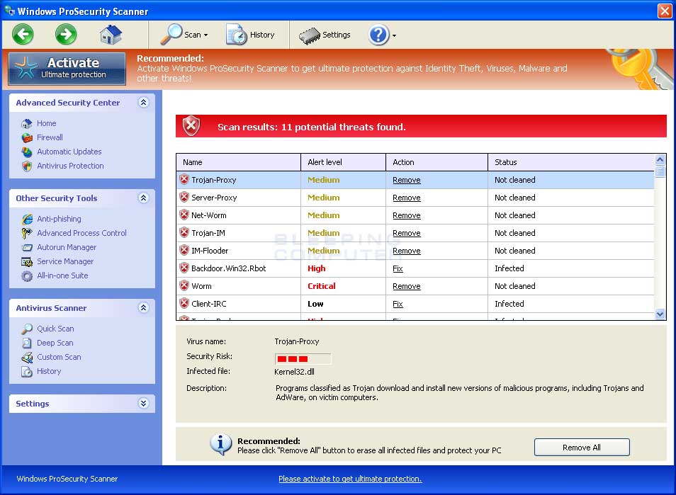 Remove Windows ProSecurity Scanner (Uninstall Guide)