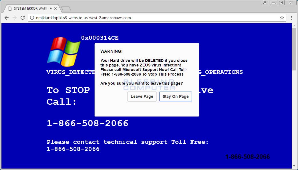 Remove the Your Hard drive will be DELETED Tech Support Scam