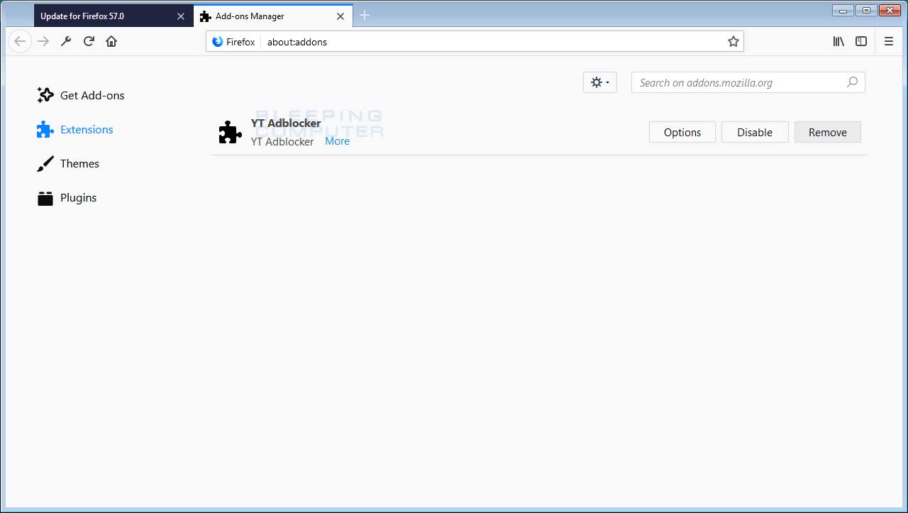 Remove the YT AdBlocker Adware Firefox Addon