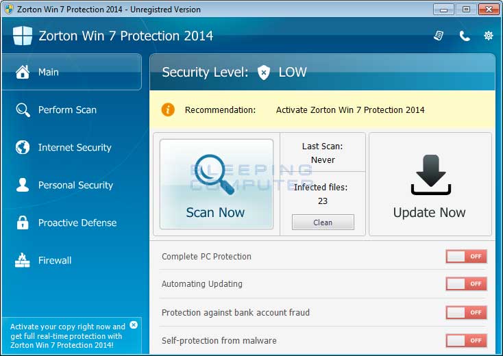 Zorton Win 7 Protect 2014 and Zorton Win 7 Antivirus 2014 Removal Guide